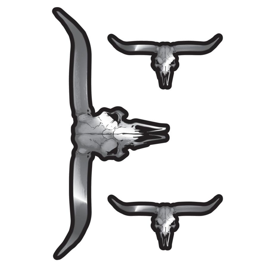 Chroma Graphics 26010 Longhorn Skull Classic Emblem Decal 3 Piece : かめ ...