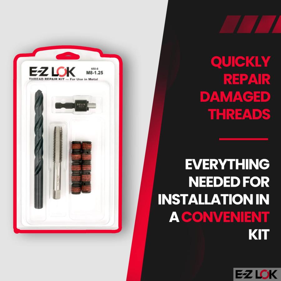 E-Z LOK EZ-650-8 Threaded Inserts for Metal M8-1.25 Installation Kit ...