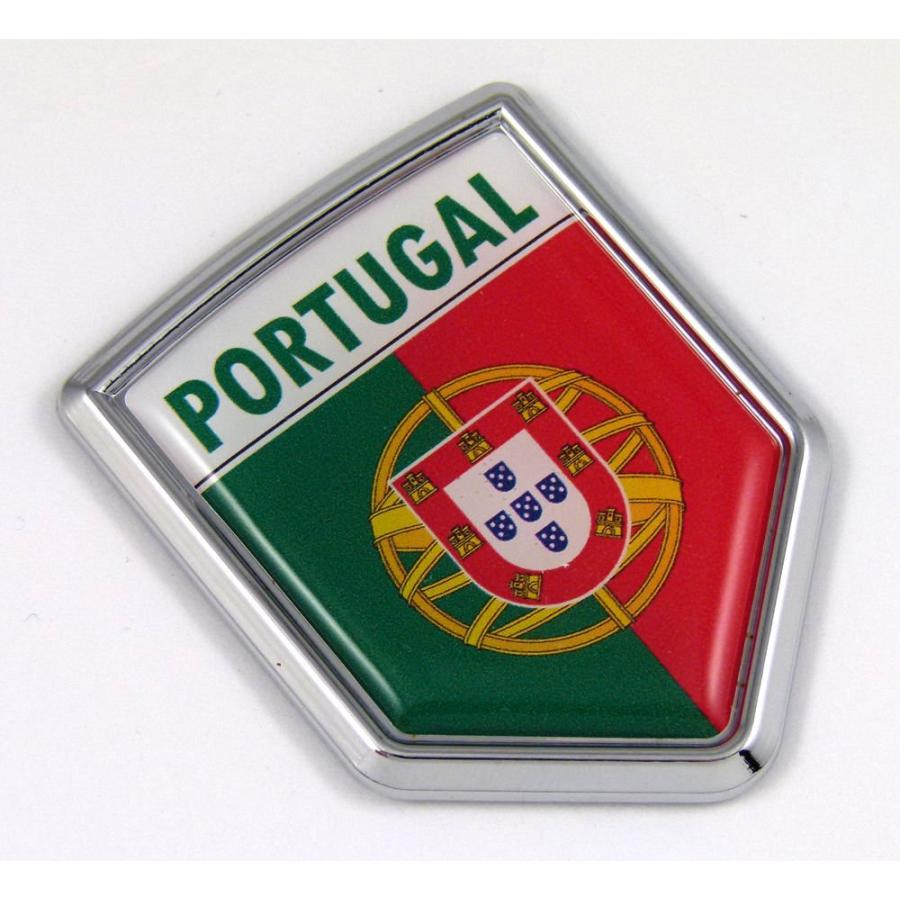 Portugal Portuguese Flag Car Chrome Emblem 3D Decal Shield Shape ...