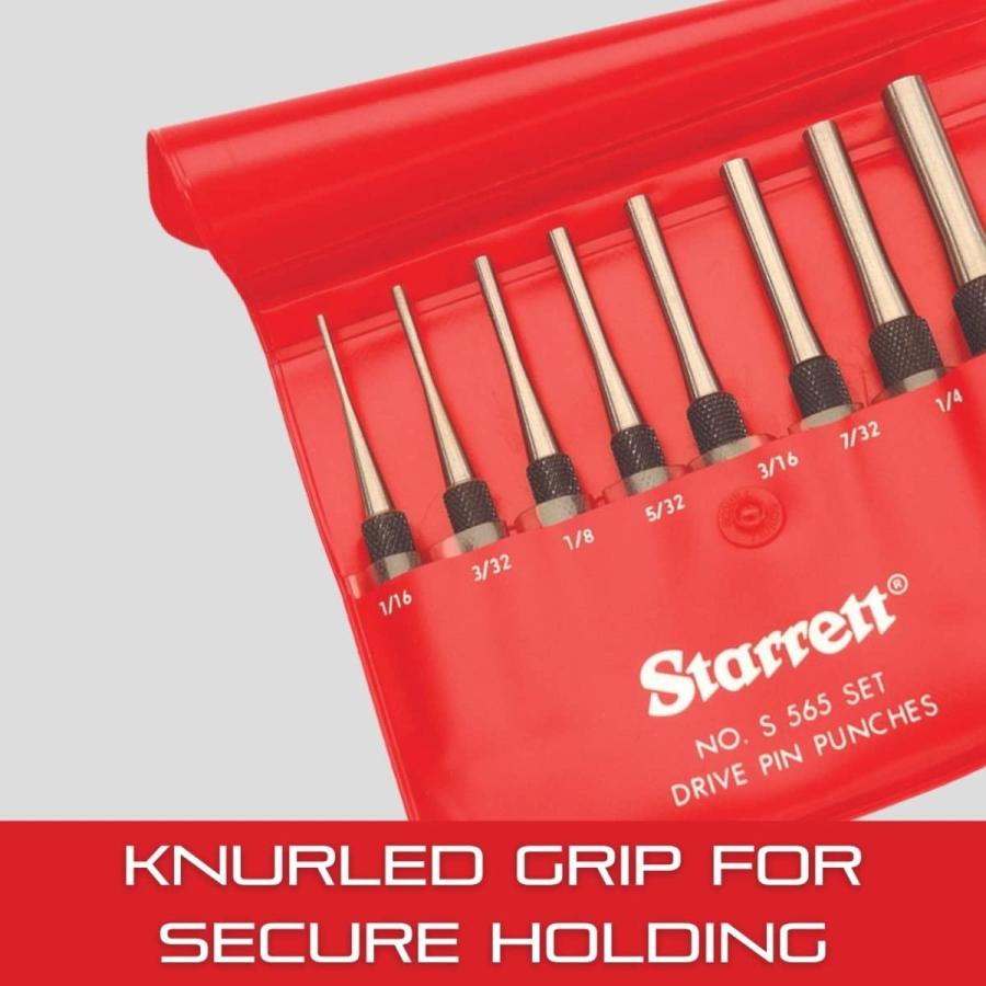 Starrett Extra-Long Brass Drive Pin Punch with Knurled Grip for Driving ...
