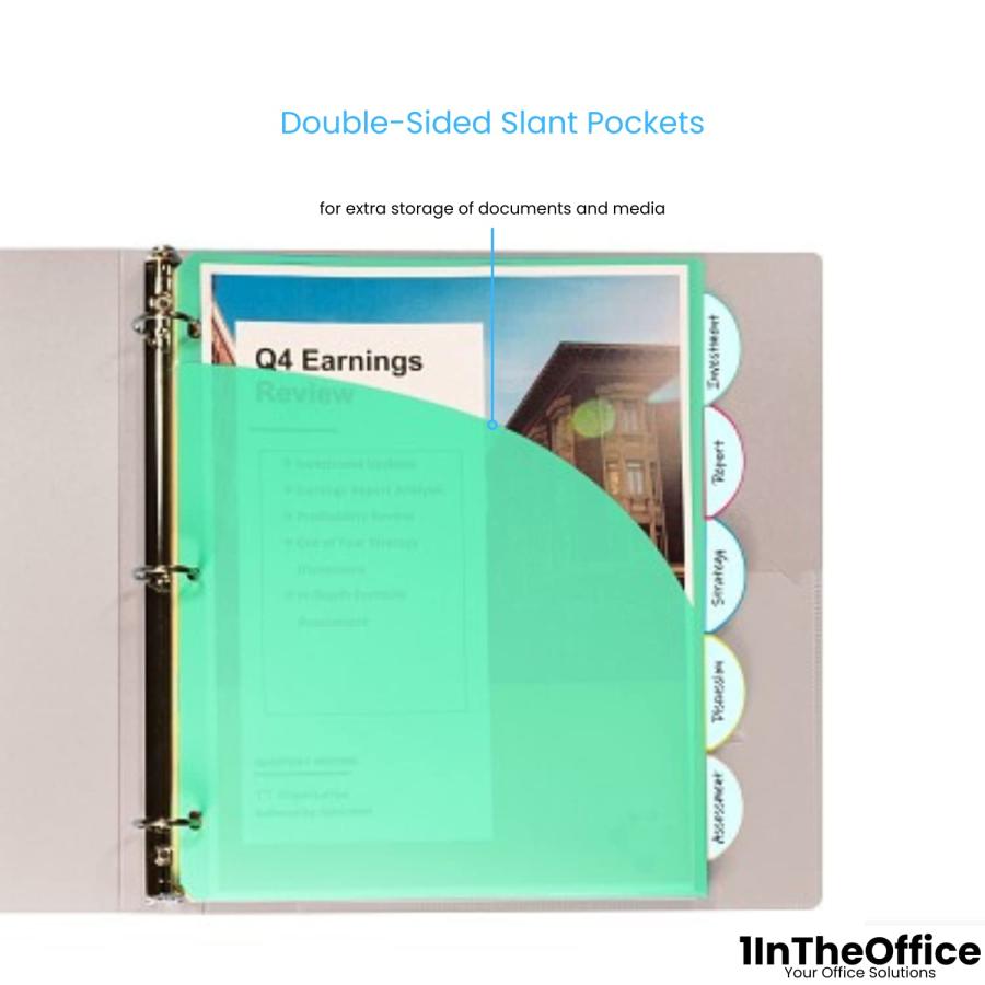 1InTheOffice 5 Tab Binder Dividers with Pockets and Tabs Binder ...