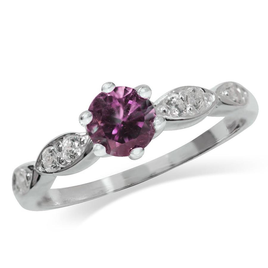 Silvershake Simulated Color Change Alexandrite and White Cubic Zirconia 925 Sterling Silver ...