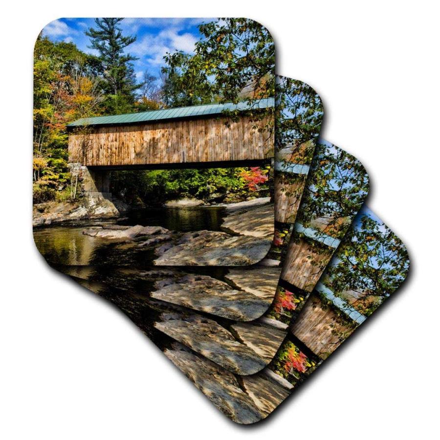 3dRose USA Vermont Waterville. Montgomery Covered Bridge with Fall ...