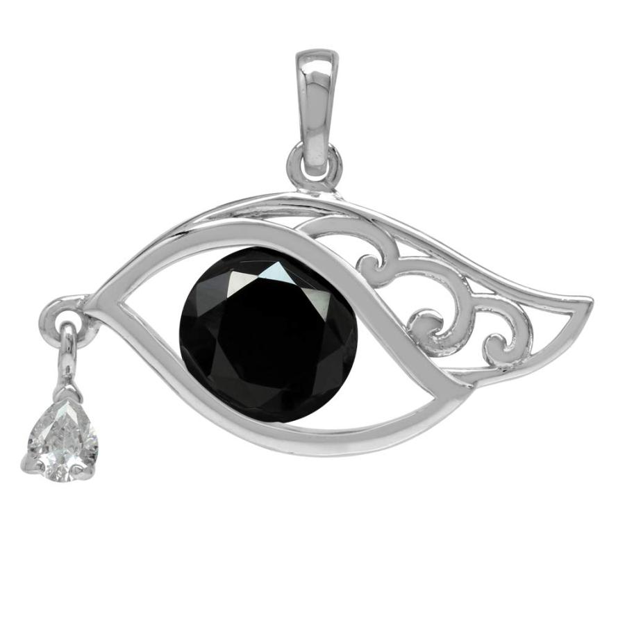 Silvershake 10mm Black and White Cubic Zirconia 925 Sterling Silver Filigree Eye of Horus ...
