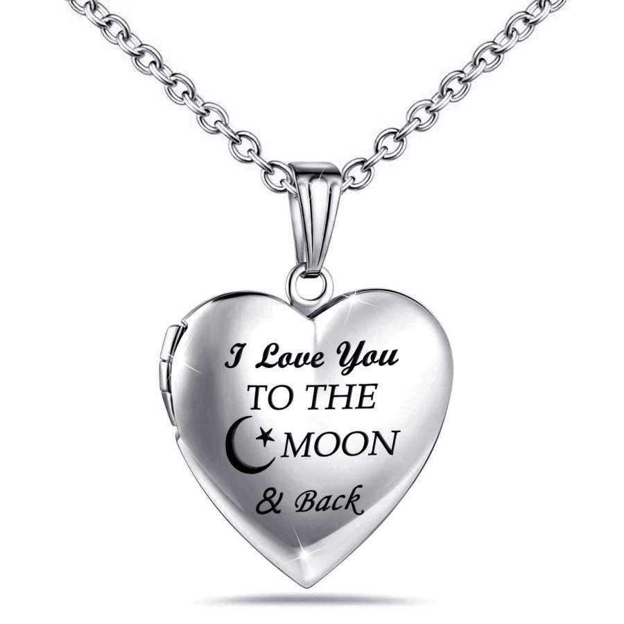 YOUFENG Love Heart Locket Necklace That Holds Pictures Engraved Always ...