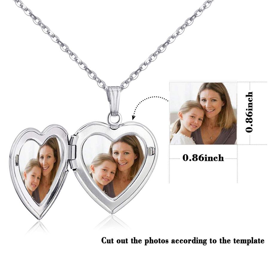 YOUFENG Love Heart Locket Necklace That Holds Pictures Engraved Always in My Memories Photo ...