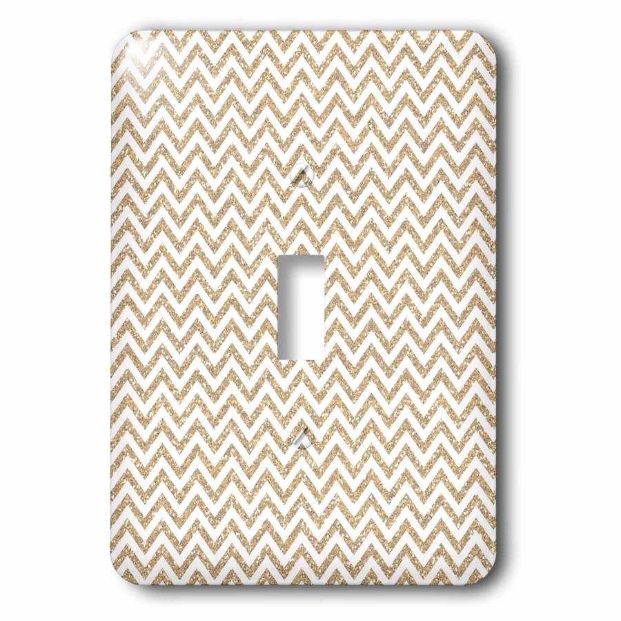 3dRose lsp_192809_1 Gold Chevron Faux Glitter Image of Light Switch ...