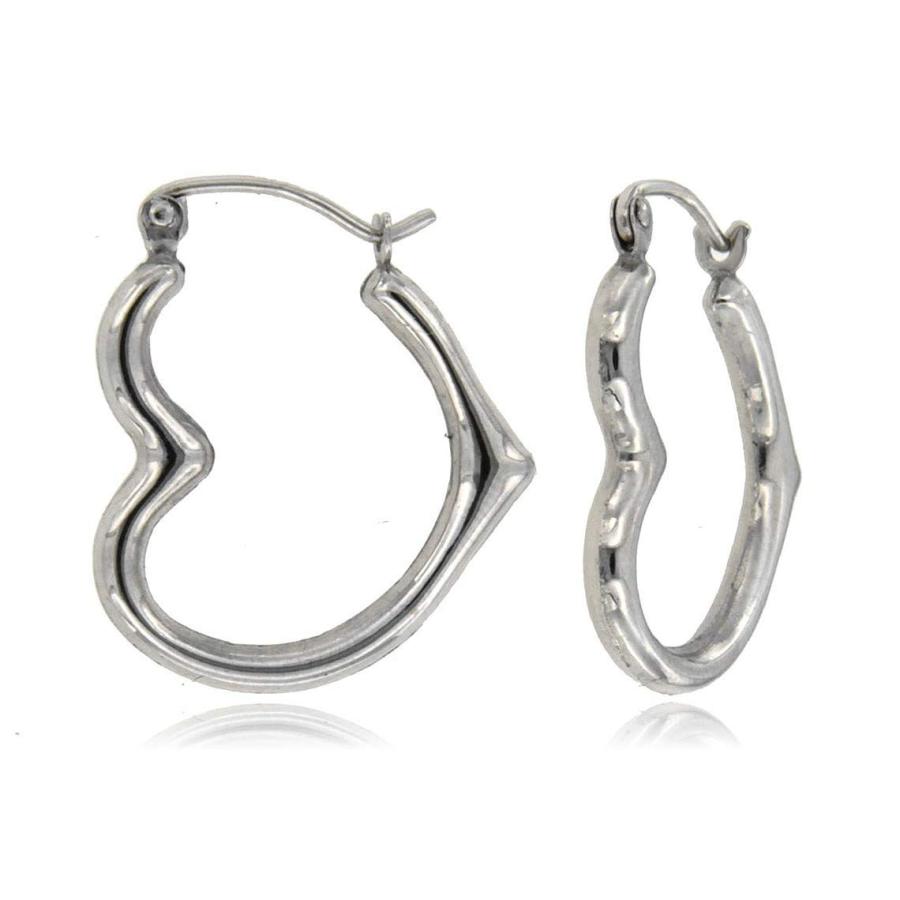 14K Gold Heart Shaped Hoop Earrings (2mm thick) 16-20mm. (20mm White Gold) : かめよしエクスプレス - 通販 ...