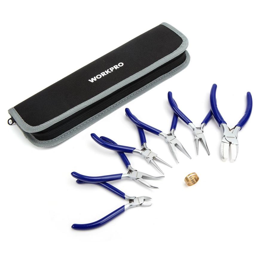 WORKPRO 7-Piece Jewelers Pliers Set Jewelry Making Tools Kit with Easy Carrying Pouch (Blue ...
