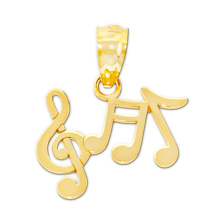 Gold Music Note Charm - 10 Karat Solid Jewelry Necklace Symbol Pendant ...