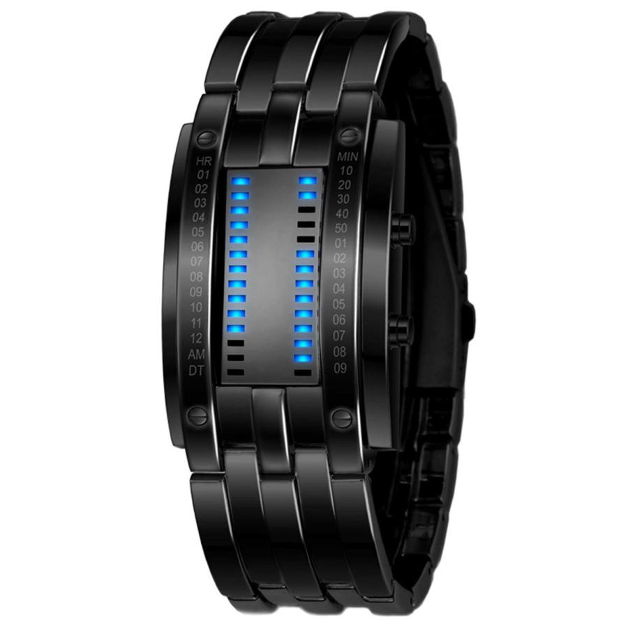 Fashion Mens Binary Sports Watch Digital LED Matrix Waterproof Outdoor ...