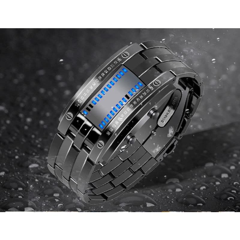 Fashion Mens Binary Sports Watch Digital LED Matrix Waterproof Outdoor ...
