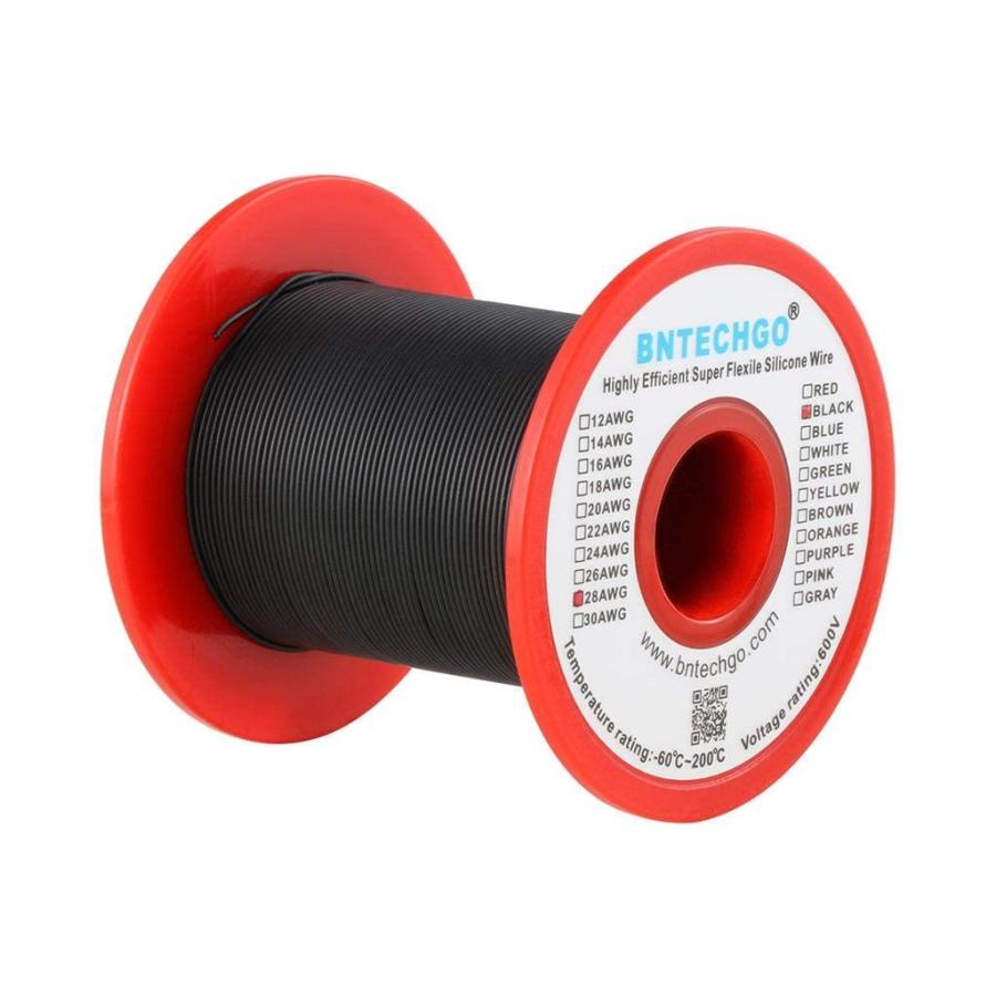 BNTECHGO 28 Gauge Silicone Wire Spool 250 ft Black Flexible AWG ...