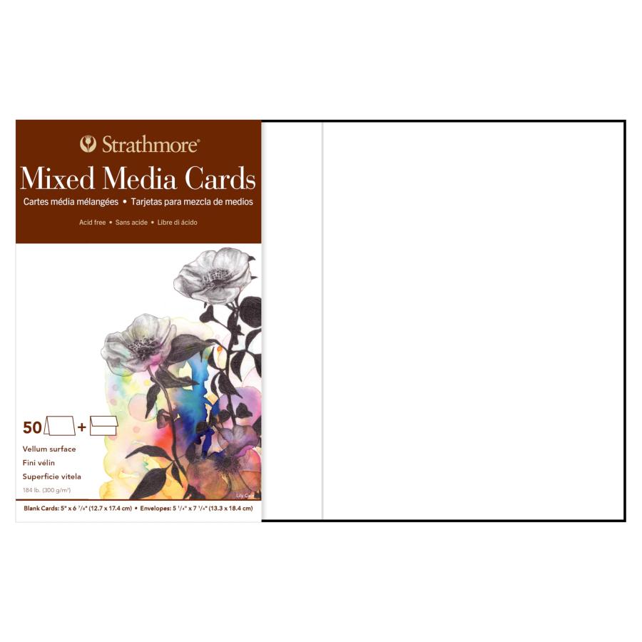 Strathmore Mixed Media Cards 5x6.875 inches 50 Pack Envelopes Included ...