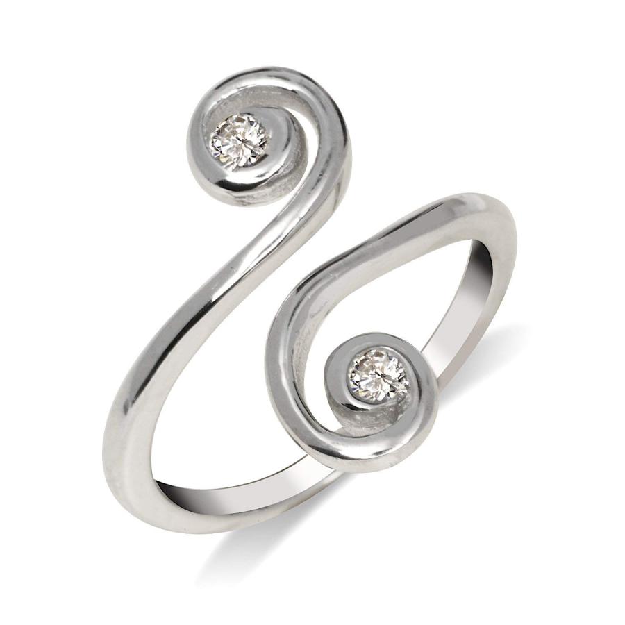 JewelryWeb Adjustable CZ Cubic Zirconia Large Scroll Toe Ring - 925 Sterling Silver (15mmx15mm ...