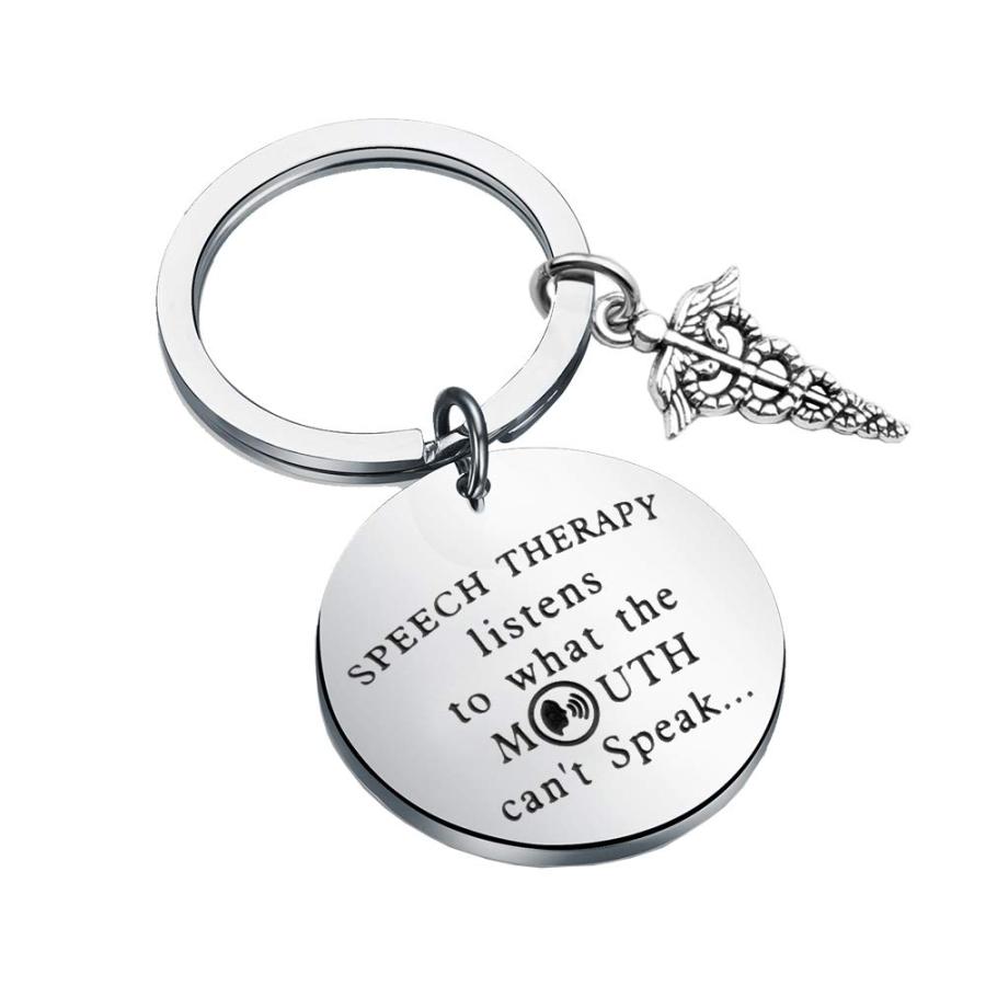 Speech Therapy Keychain Language Pathologist SLP Jewelry Gift for Therapist (Speech Keychain ...