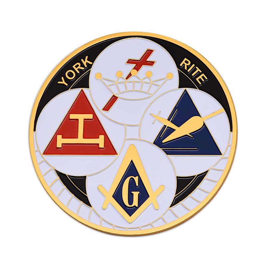 York Rite Round Masonic Auto Emblem - [White & Black][3'' Diameter ...