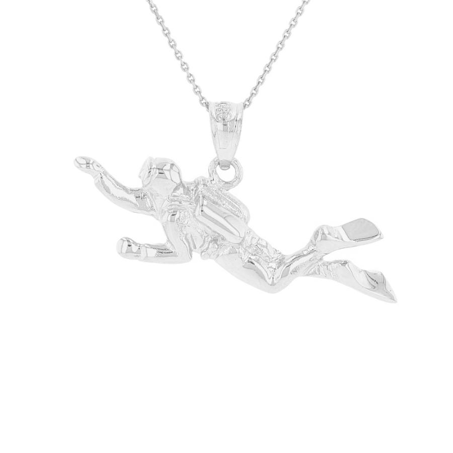 Sterling Silver 3D Scuba Diver Diving Frogmen Pendant Necklace 22 : かめ ...