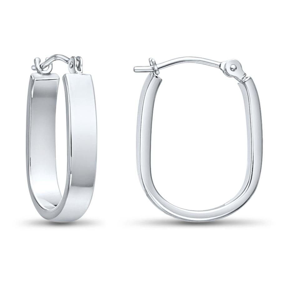 14k White Gold Small Oval Hoop Earrings 0.7 Diameter…… : かめよしエクスプレス ...
