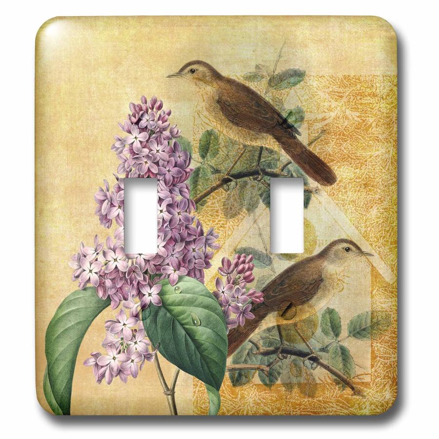 3dRose lsp_123519_2 Lilac Flowers and Birds Vintage - Double Toggle ...