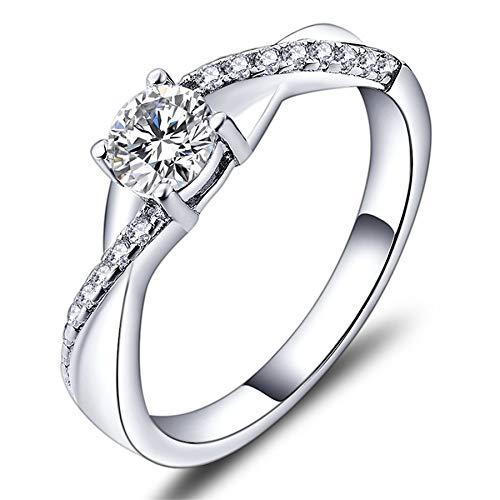 YL 925 Sterling Silver Engagement Ring 5MM 3A Cubic Zirconia Infinity for Women-size6 : かめよし ...