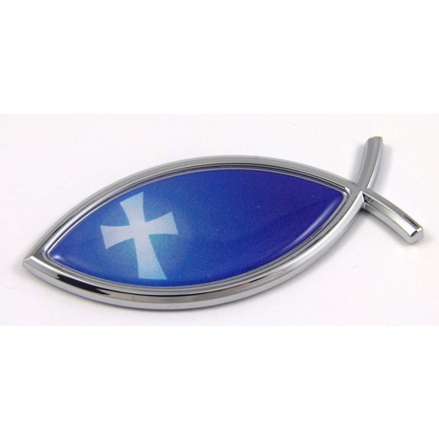 Jesus Fish with Cross Flag Car Bike Auto Chrome Emblem Decal Sticker ...