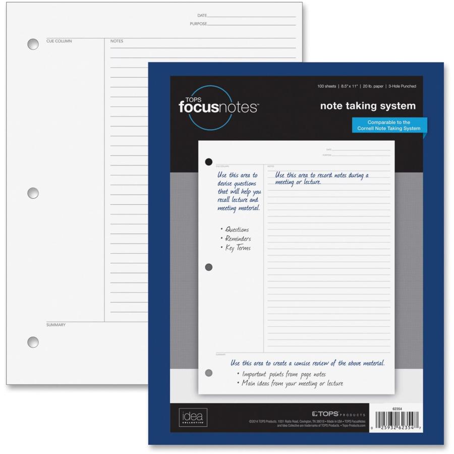 Oxford FocusNotes Note Taking System Filler Paper 8.5 x 11 Inch 3-Hole ...