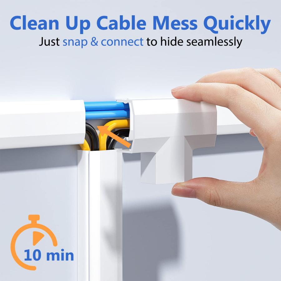 Yecaye 125in Cord Cover Large Cord Hider on Wall Cable Management Cable ...