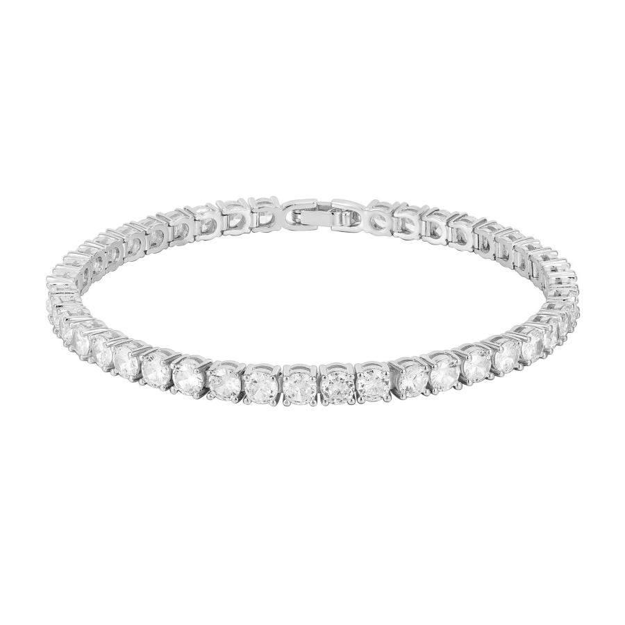 PAVOI 14K Gold Plated Cubic Zirconia Classic Tennis Bracelet | White Bracelets for Women 4mm CZ ...