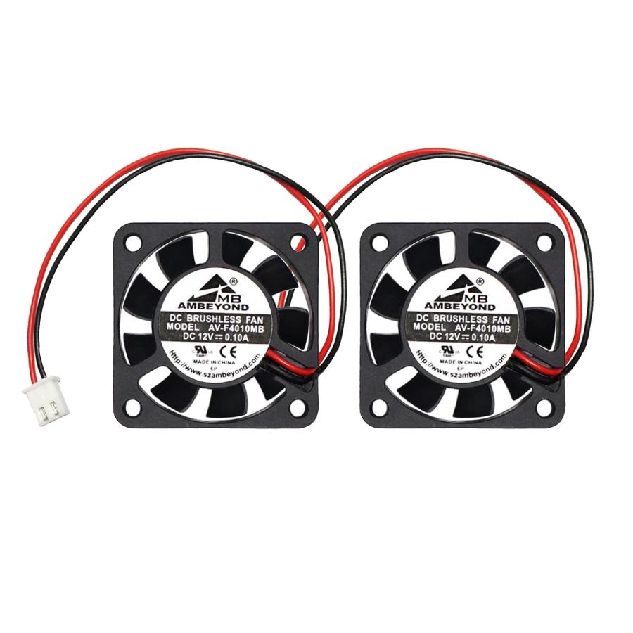 2-packs 40 x 40 x 10mm 4010 12V 0.10A Brushless DC Cooling Fan 2pin AV-F4010MB UL CE ...