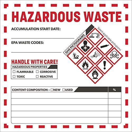 Avery Hazardous Waste Accumulation Labels Preprinted Handwrite Only 4 x ...