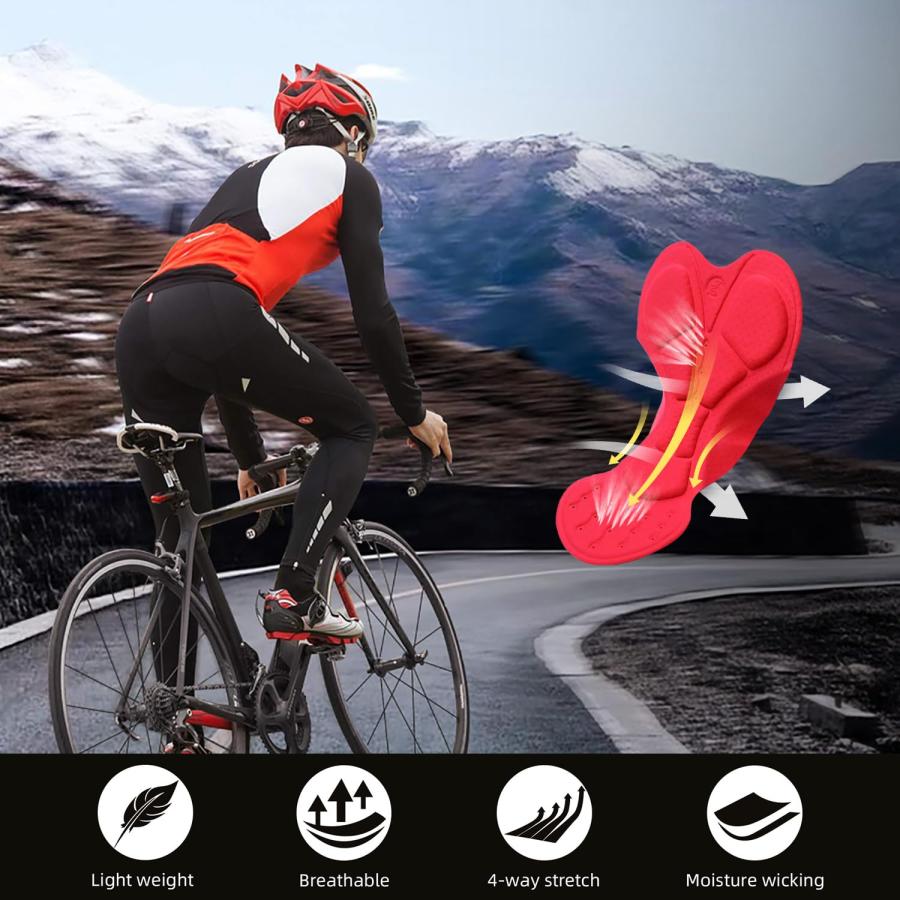 Souke Sports Men's Bike Pants Long 4D Padded Cycling Tights Leggings Outdoor Riding Bicycle ...