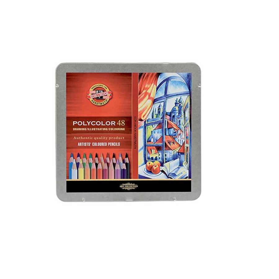 Koh-I-Noor Polycolor Drawing Pencil Set 48 Assorted Colors in Tin 1 ...