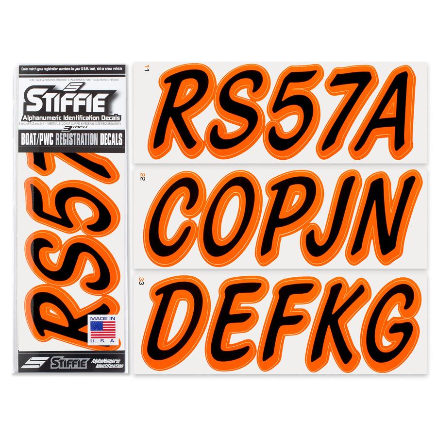 Whipline Solid Black/Orange 3 Alpha-Numeric Registration Identification ...