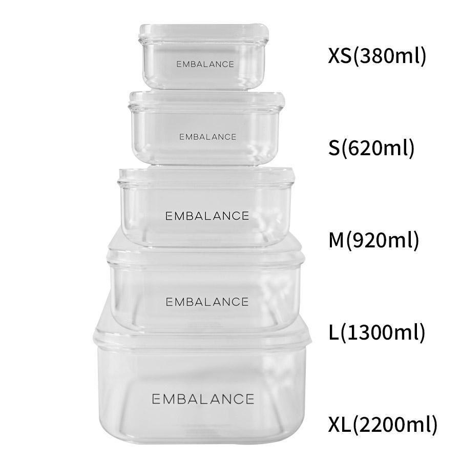エンバランス クリアコンテナ / XS(380ml) S(620ml) M(920ml) L(1300ml) XL(2200ml) 鮮度保持容器 BPAフリー 食洗器OK 冷凍OK 食品 新鮮 ...