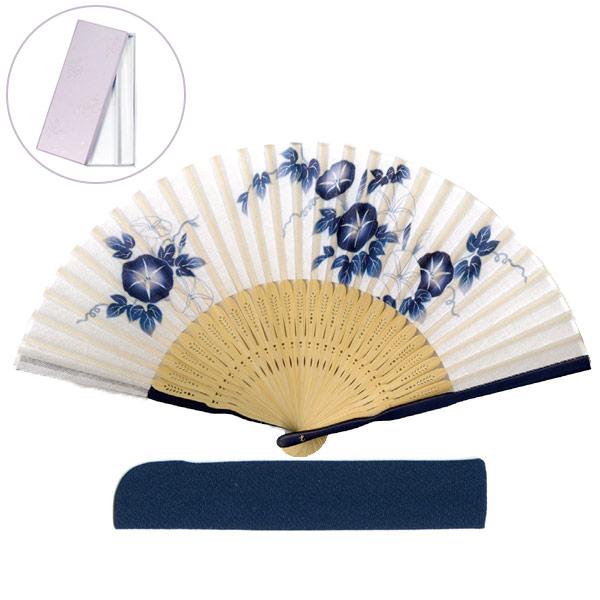 マツヨシ 3003 白藍 布扇子 婦人「朝顔(差し袋[6060-1]セット)」箱入り 扇子 約21cm メーカー取寄品 : 京のもん 京都の名店・名品・良品 - 通販 - Yahoo!ショッピング