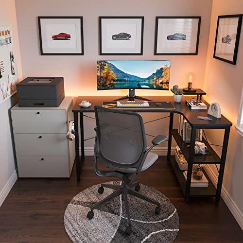 ODK ゲーミングデスク パソコンデスク 幅130 l字デスク デスク 机 pcデスク desk 棚付き オフィスデスク ワークデスク 在宅勤務 〓子 作業机 L字型 ゲームデスク : 上之 ...