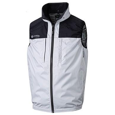 空調服 TM NC-1142 シルバー 上部ファン ベスト 立ち襟 脱着フード対応 縦胸ポケット 服地のみ スーパーチタン加工 ポリエステル素材 NSP 小型便 : カナジン ヤフー店 ...