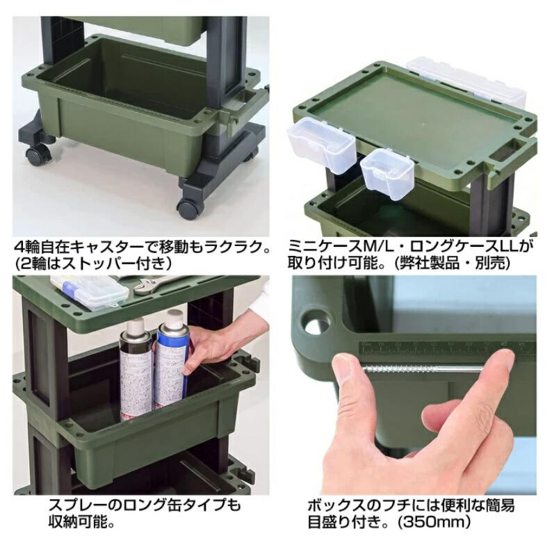 アステージ ツールワゴンテーブル TWT-490G カラー/グリーン 490x295x755mm 重量約4.0kg 天板テーブル・ボックス2段タイプ Astage 送料無料 。 : カナジン ...