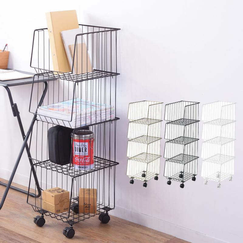 東谷 スタッキングワゴン4D キャスター付き ワゴン 4段 マルチワゴン ラック シェルフ AKB-439AGD ゴールド AKB-439BK ブラック AKB-439WH ホワイト : 家具 ...