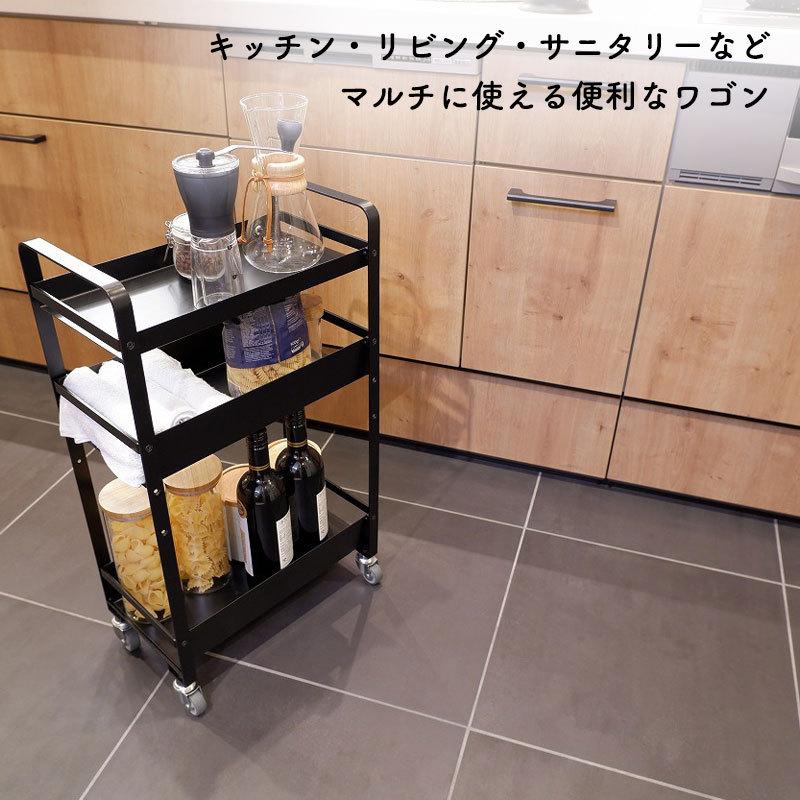 ストレージワゴン NIT-18 NIT-18WH NIT-18BK ホワイト ブラックワゴン キッチン リビング エラストマー キャスター付 北欧 組立品 1人暮らし 新生活 東谷 : 家具の ...