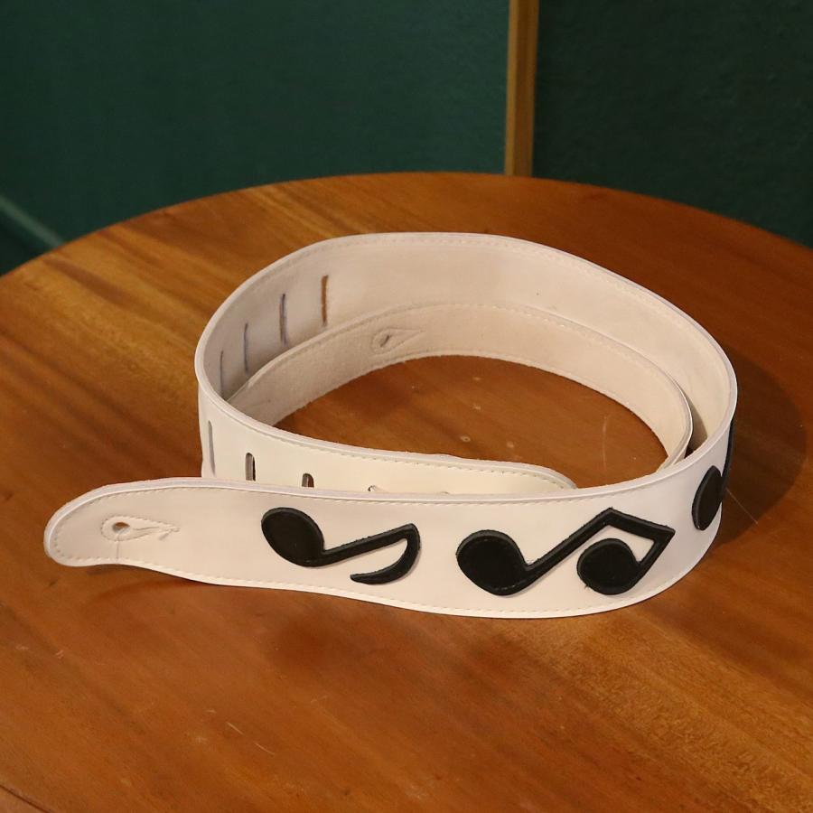 Renegade レネゲード Leather SRV65-WH/BK ギターストラップ レザーストラップ 白 ホワイト 黒 音符 パッチワーク : ZEMAITIS GRECO OSAKA ...