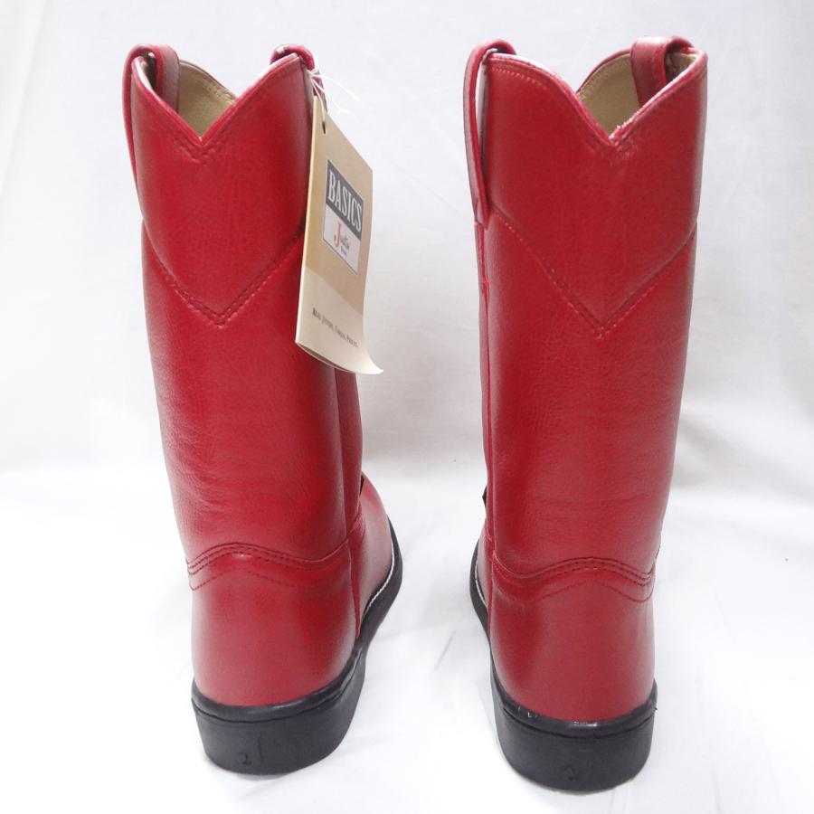 ジャスティン JUSTIN ウエスタンブーツ サイズ6 1/2B レッド BASICS メンズ ローパーブーツ : ジーンズショップカネコ ...