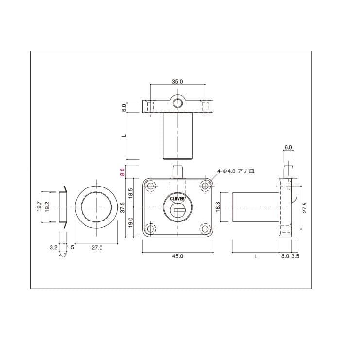 木製引出用シリンダーロック 白熊 シロクマ クローバ LO-4072 クローム シリンダー L-30mm 1セット : カネマサかなものe-shop - 通販 - Yahoo!ショッピング