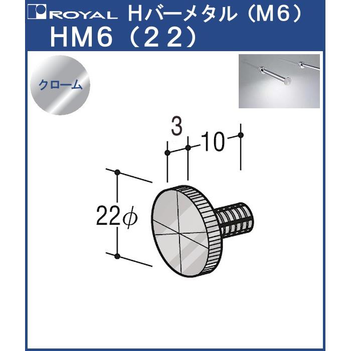 Hバーメタル (M6) ロイヤル HM6 (φ22) クローム サイズ：φφ22×3＋10mmポイントシステム (軽量用) : カネマサかな ...