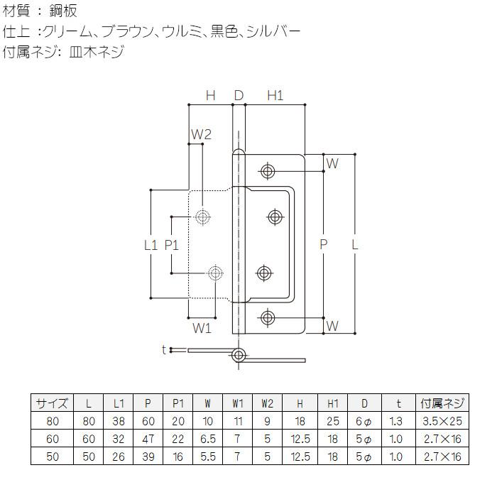 ホルナス丁番 丸喜金属 N-29 鋼板 黒色 サイズ：50 : カネマサかなものe-shop - 通販 - Yahoo!ショッピング