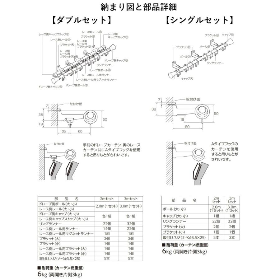伸縮式カーテンレール ミディオ TOSO トーソー W2.0m用 ミディアム ダブルセット サイズ1.2m〜2.0m 1セット :tos-midhio-m-w2:カネマサかなものe-shop ...