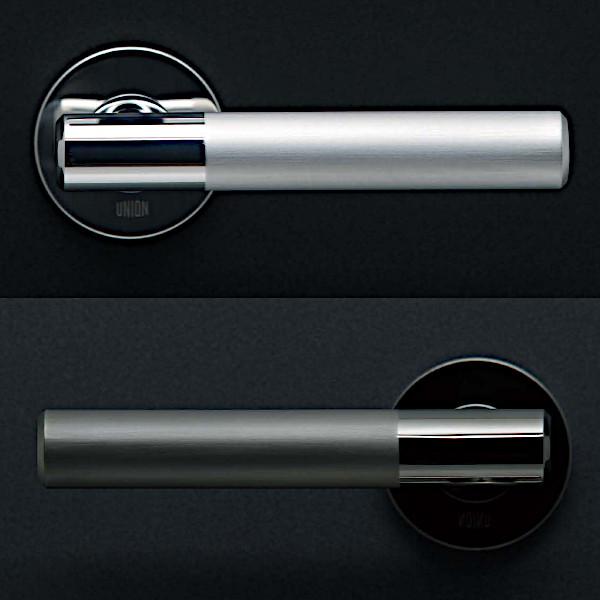 レバーハンドル ユニオン UL1005-002 ステンレス(HL+ミラー)チタンハードコーティングブラック (レバーハンドルのみ) (専用座金付(CP15N)) 片開用 内外/1set ...