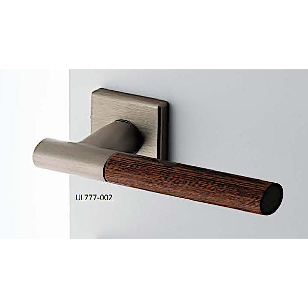 レバーハンドル ユニオン UL777-002 ユニウッドマホガニ+ユニキャストヘアラインステンカラー (レバーハンドルのみ) (専用座金付) 片開 内外/1set : ul777002 ...