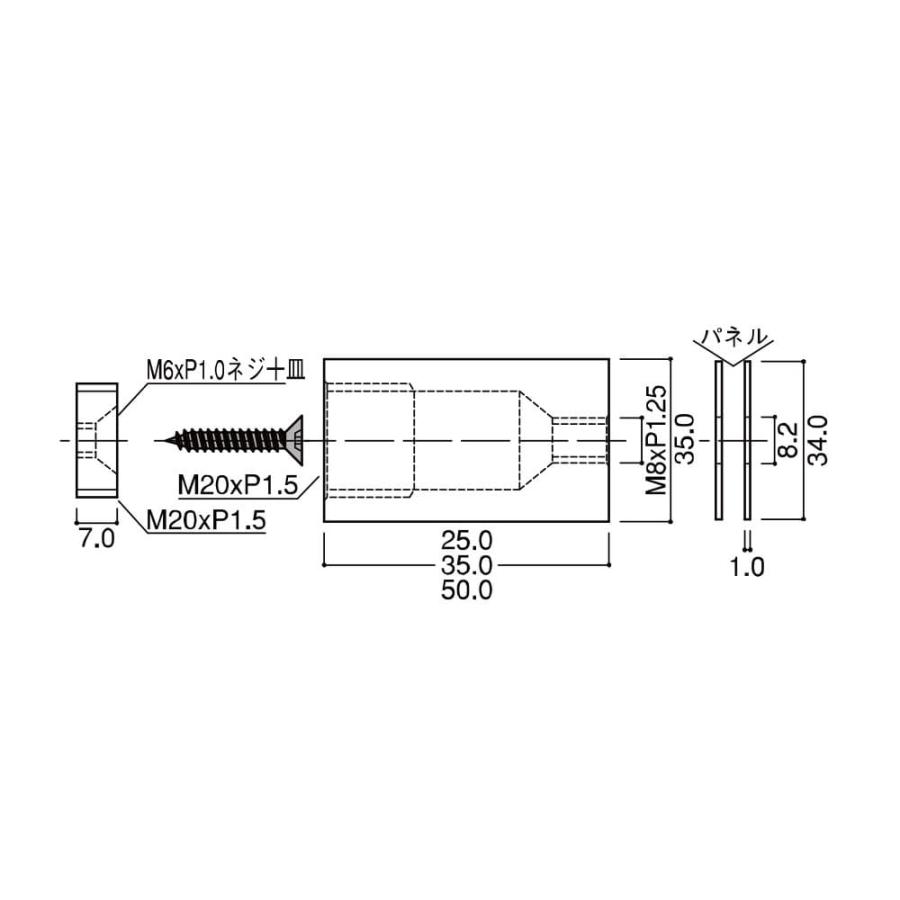 パネルアタッチメント 白熊 yc-b8-35-50-cr 真鍮 35-50 クローム M8 1個 : カネマサかなものe-shop - 通販 - Yahoo!ショッピング